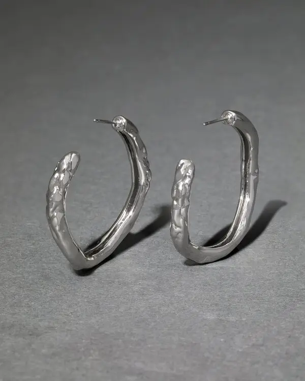 Alexis Bittar Brut Tube Hoop Earrings - Silver
