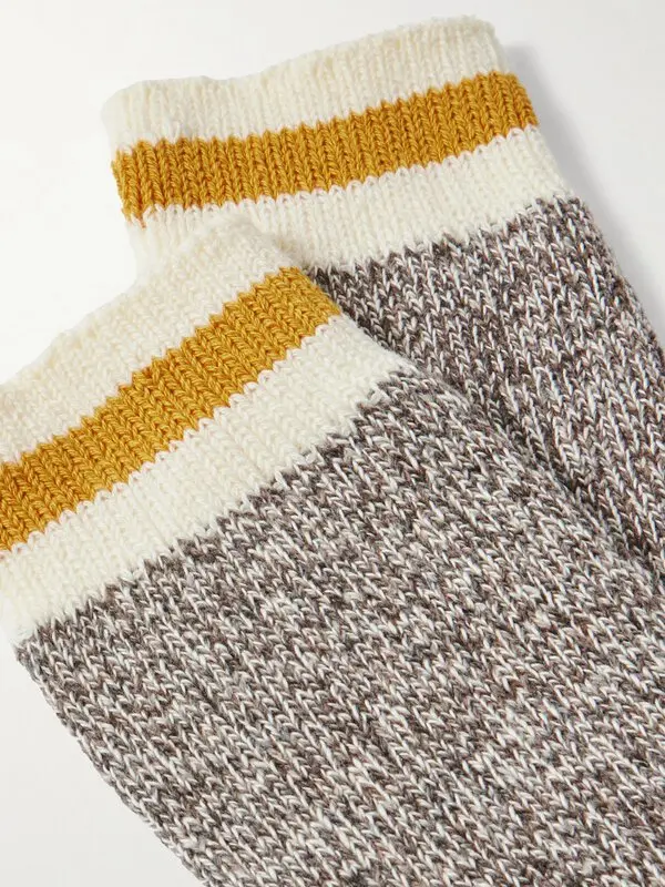BEAMS Rag Two-pack Striped Ribbed-knit Socks