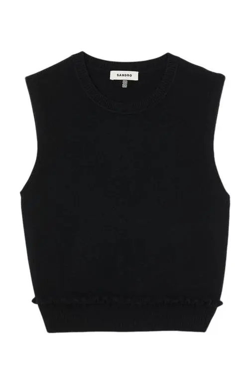 Sandro Ruffled Cropped Sweater