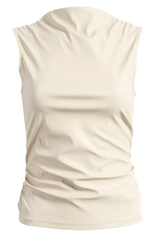 Topshop Sleeveless Faux Leather Funnel Neck Top