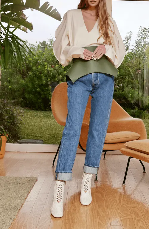 DANIELLA SHEVEL Kamari Ankle Boots - Ivory
