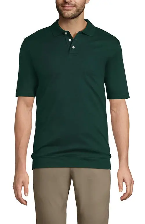 LANDS' END School Uniform Short Sleeve Banded Bottom Polo Shirt - Evergreen