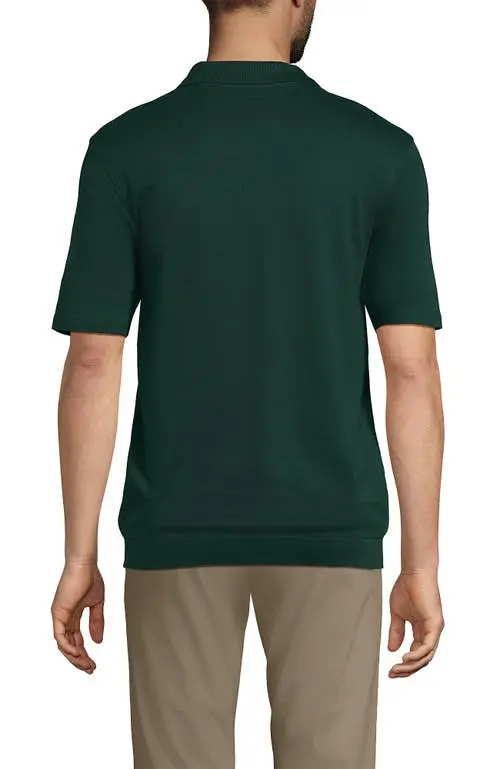 LANDS' END School Uniform Short Sleeve Banded Bottom Polo Shirt - Evergreen