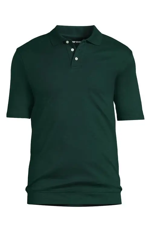 LANDS' END School Uniform Short Sleeve Banded Bottom Polo Shirt - Evergreen
