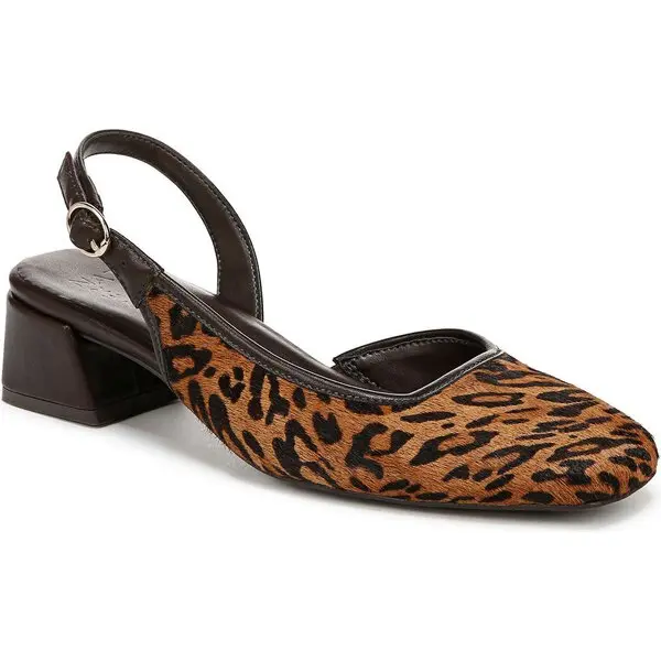 Naturalizer Jayla 2 Leopard Calf Hair Slingback Pumps - Natural Brown Multi
