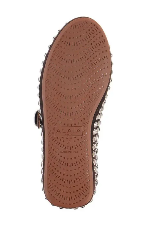 Alaïa Crystal Mary Jane Ballet Flat - Brun Fonce