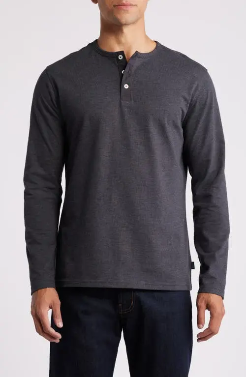 Stone Rose Performance Piqué Henley - Charcoal