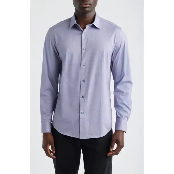 Bugatchi Jimmy Ooohcotton® Geo Print Button-up Shirt - Lilac