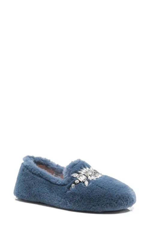 Free People Slumber Party Faux Fur Loafer Slipper - Dark Azure