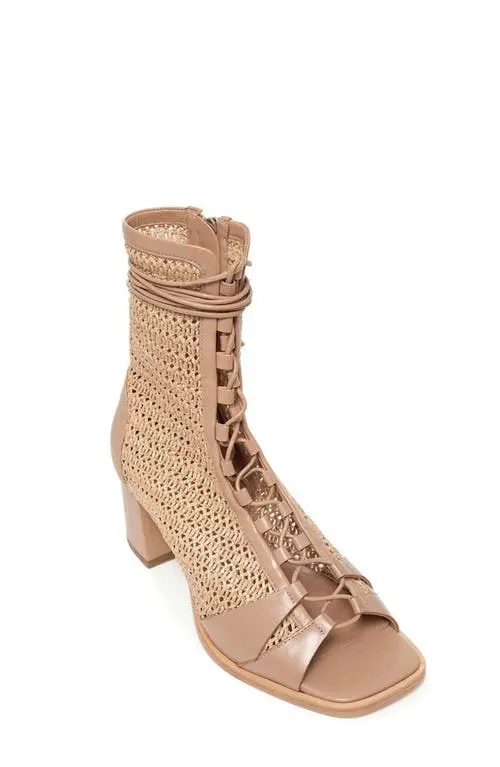 DANIELLA SHEVEL Frida Raffia Booties - Brown