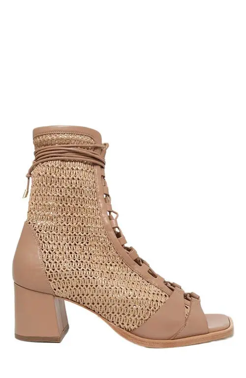 DANIELLA SHEVEL Frida Raffia Booties - Brown