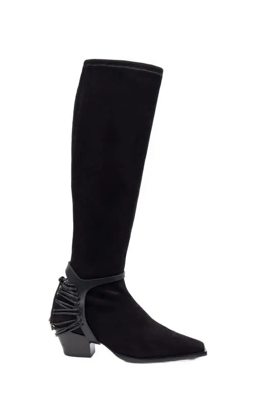 DANIELLA SHEVEL Cara Stretch Suede Boots - Black
