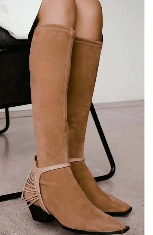 DANIELLA SHEVEL Cara Stretch Suede Boots