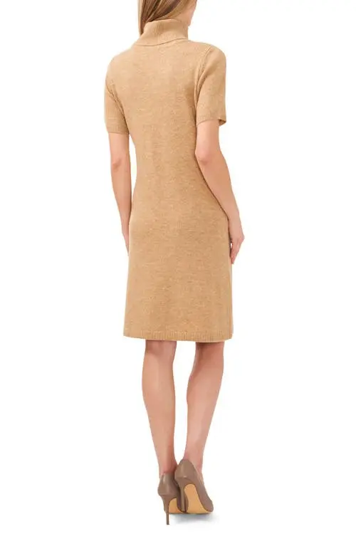 CECE DUPRAZ Short Sleeve Turtleneck Sweater Dress