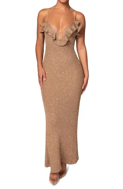 JLUXLABEL Midnight Sparkle Knit Maxi Dress - Gold