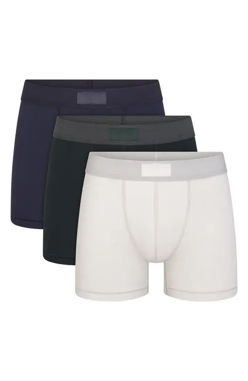 SKIMS 3-pack 3-inch Cotton & Modal Blend Boxer Briefs - Blue Black Multi