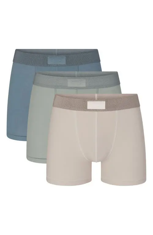 SKIMS 3-pack 3-inch Cotton & Modal Blend Boxer Briefs - Stone Multi