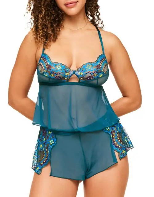 ADORE ME Blake Camisole & Shorts Set Lingerie - Floral Blue