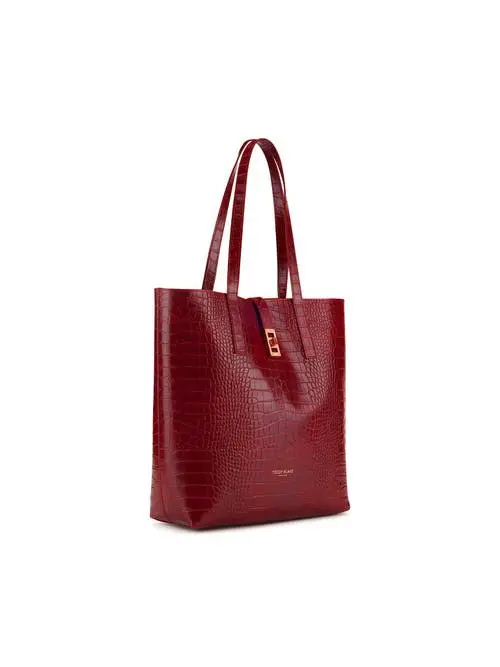 TEDDY BLAKE Nina Croco 12 Tote Bag - Darkred