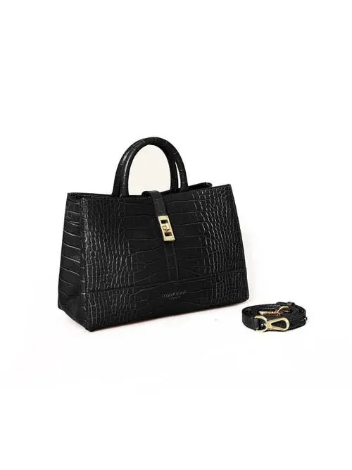 TEDDY BLAKE Lola Croco 10 Handbag - Black