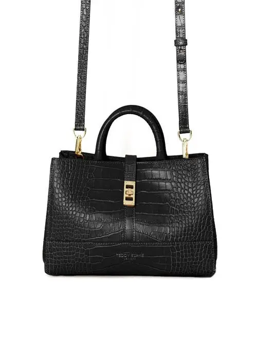 TEDDY BLAKE Lola Croco 10 Handbag - Black