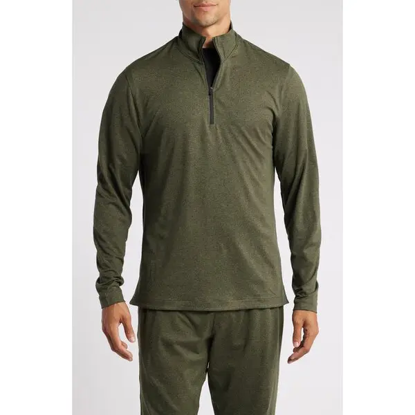 Zella Restore Soft Quarter Zip Pullover - Olive Night