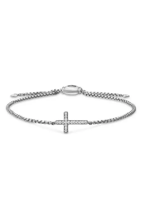 David Yurman Petite Pavé Sideway Cross Slider Bracelet - Silver Pave