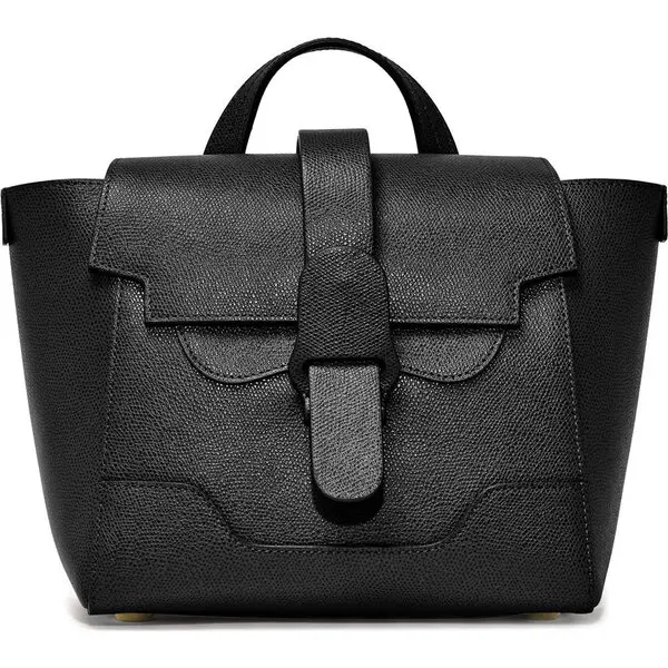 Senreve Mini Maestra Pebbled Leather 4-way Convertible Handbag - Noir