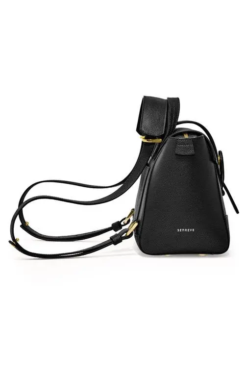 Senreve Mini Maestra Pebbled Leather 4-way Convertible Handbag - Noir