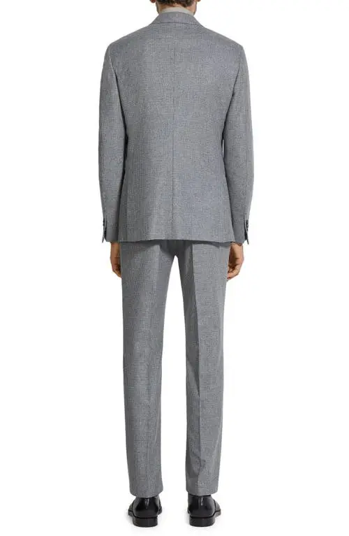 Zegna 15milmil15 Brushed Mini Houndstooth Wool Blend Suit - Grey