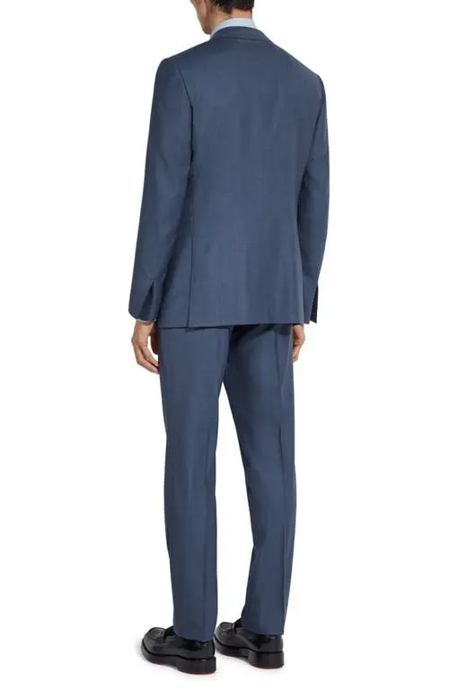 Zegna Centoventimilia Subtle Plaid Wool Suit - Steel Blue