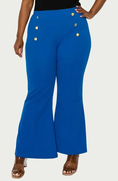 L I V D Button High Waist Flare Pants