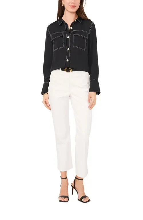Vince Camuto Topstitch Utility Shirt - Rich Black