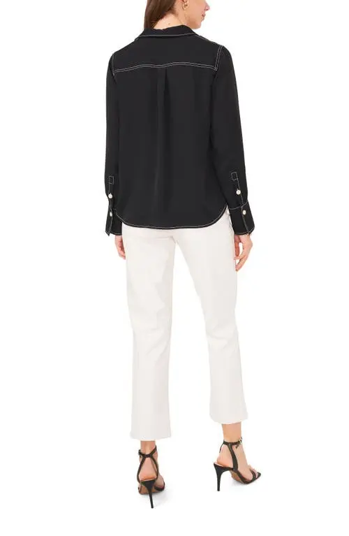 Vince Camuto Topstitch Utility Shirt - Rich Black