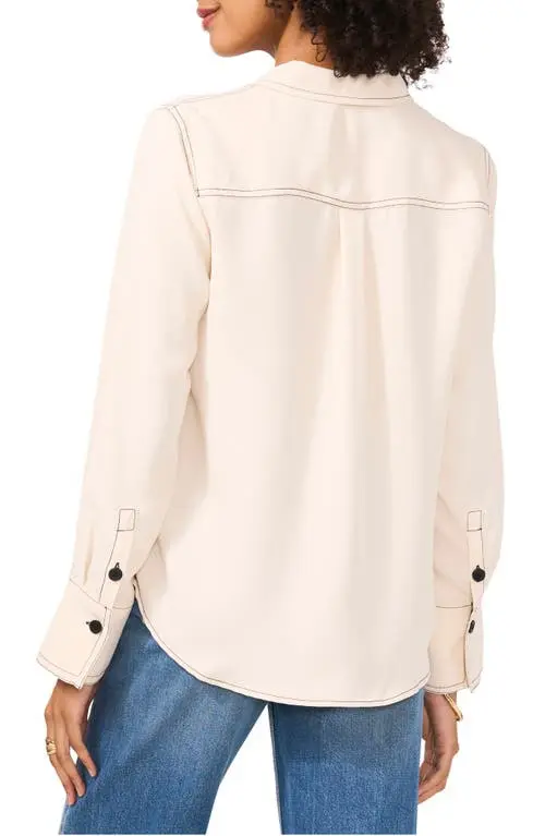 Vince Camuto Topstitch Utility Shirt - Soft Cream