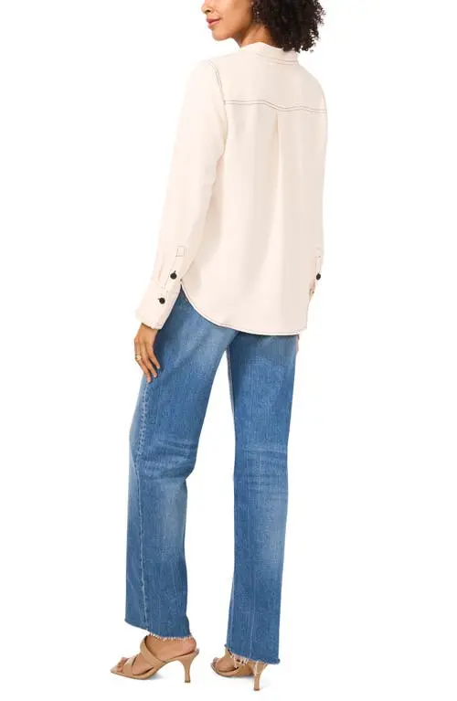Vince Camuto Topstitch Utility Shirt - Soft Cream