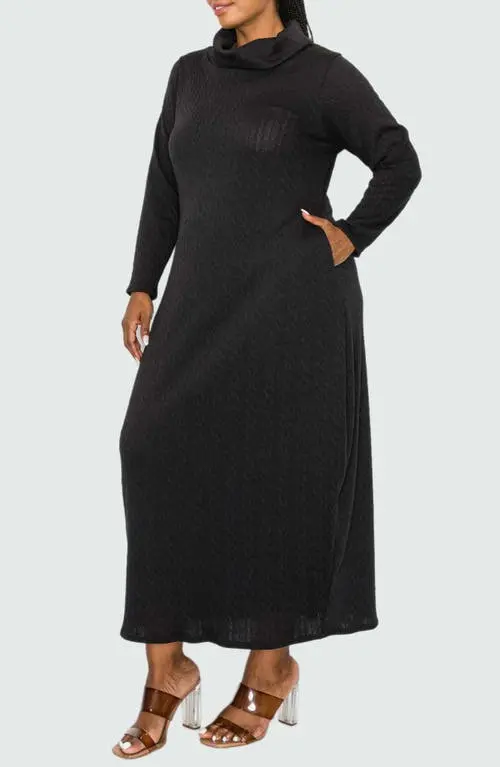 L I V D Lana Cowl Neck Long Sleeve Maxi Sweater Dress In Black - 30% Off |  Editorialist