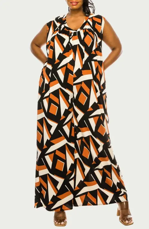 L I V D Makayla Printed Jumpsuit - Rust Black