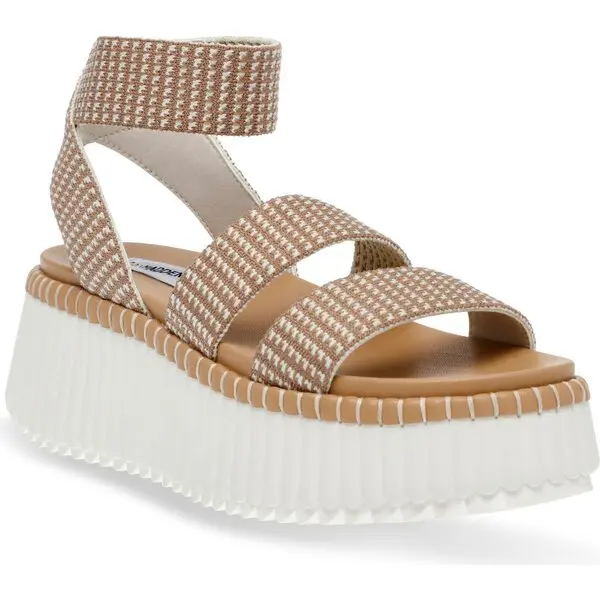 Steve Madden Shelle Platform Wedge Sandal - Taupe Multi
