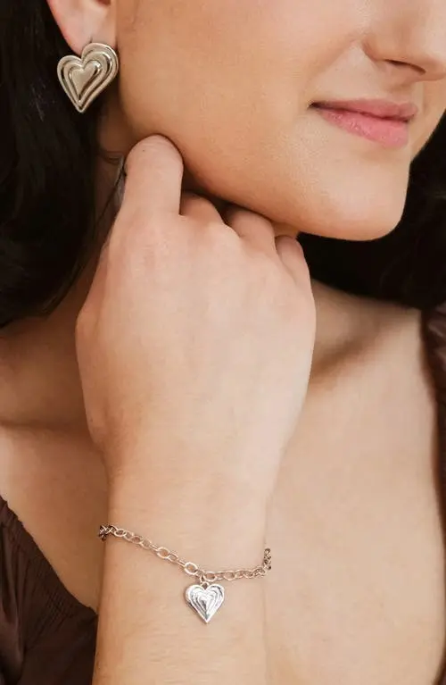 Sterling Forever Beating Hearts Drop Earrings & Charm Bracelet Set