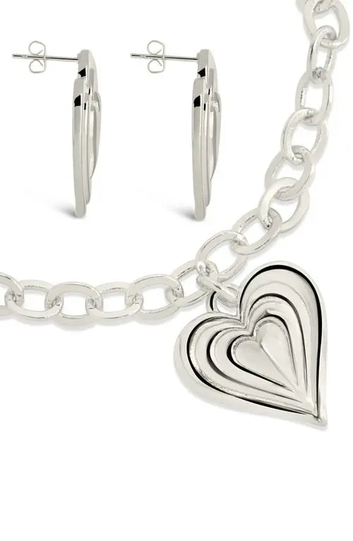 Sterling Forever Beating Hearts Drop Earrings & Charm Bracelet Set