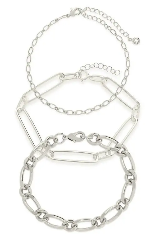 Sterling Forever Set Of 3 Chain Bracelets - Silver