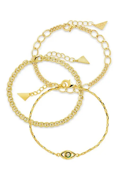 Sterling Forever Set Of 3 Chain Bracelets - Gold