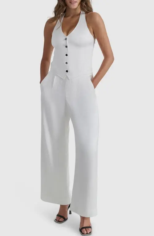 Dkny Halter Tuxedo Jumpsuit Ivory Editorialist