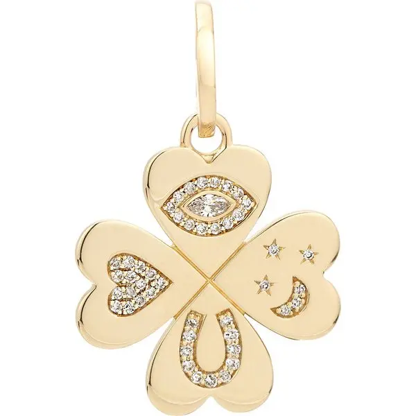 Adina Reyter Good Luck Diamond Clover Pendant - Yellow Gold 0.19ct