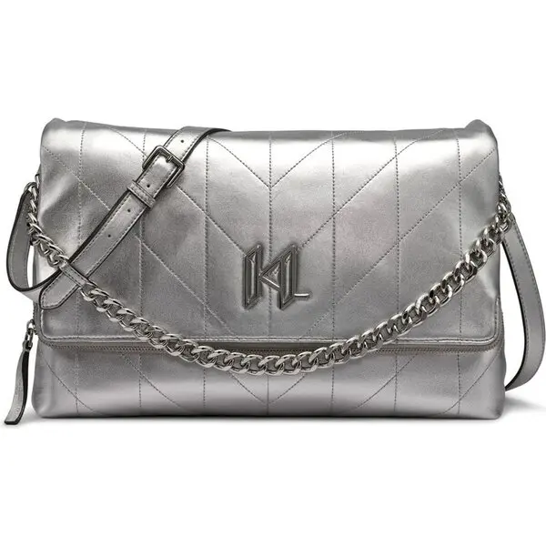Karl Lagerfeld Paris Lavande Large Crossbody - Metallic Silver