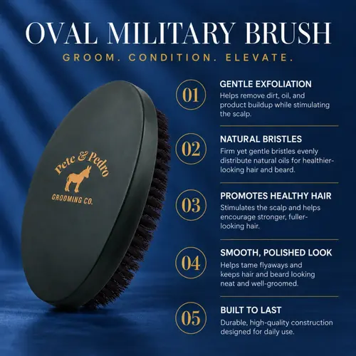 PETE & PEDRO Oval Military Hair & Beard Brush