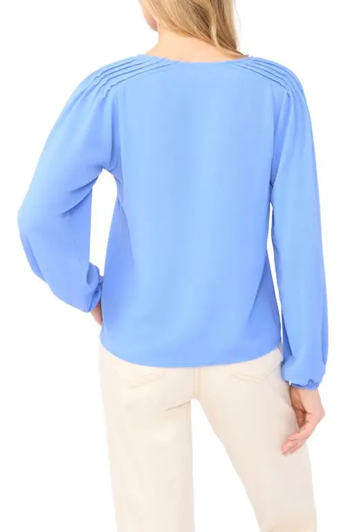 CECE DUPRAZ Circle Trim Pintuck Top - Bellflower Blue