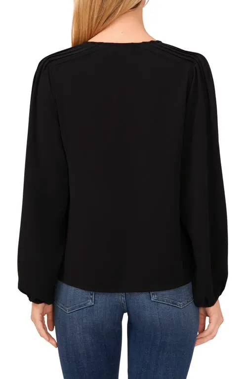 CECE DUPRAZ Circle Trim Pintuck Top - Rich Black