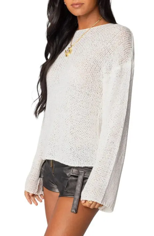 EDIKTED Relaxed Lightweight Sweater - White
